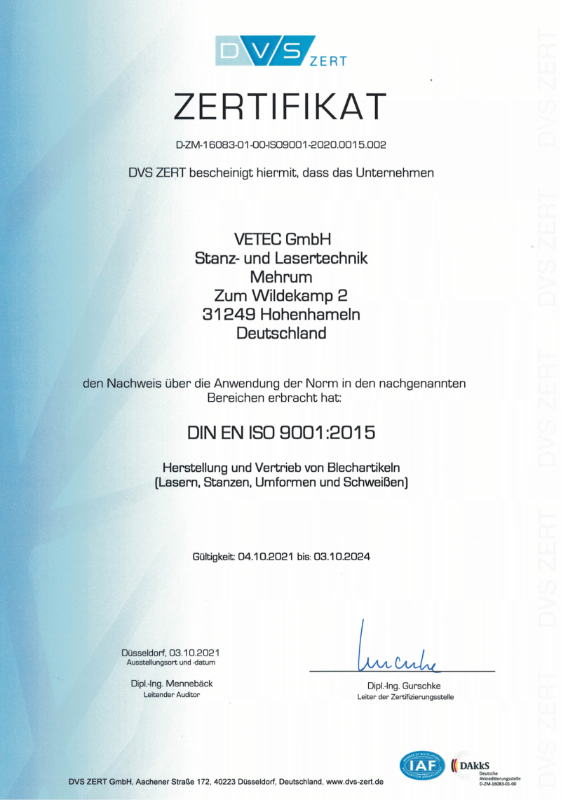Zertifikate - VETEC GmbH